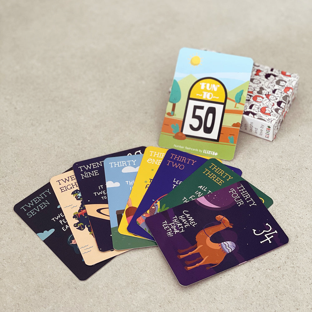 Fun to Fifty - 1-50 Number Flashcards! – Elemeno Kids India